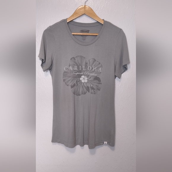 Cariloha | Tops | Cariloha Greenish Grey Floral Design Womens Size ...